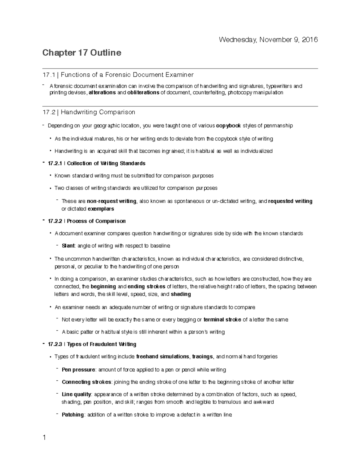 Chapter 17 Outline - Chapter 17 Outline 17 | Functions of a Forensic ...