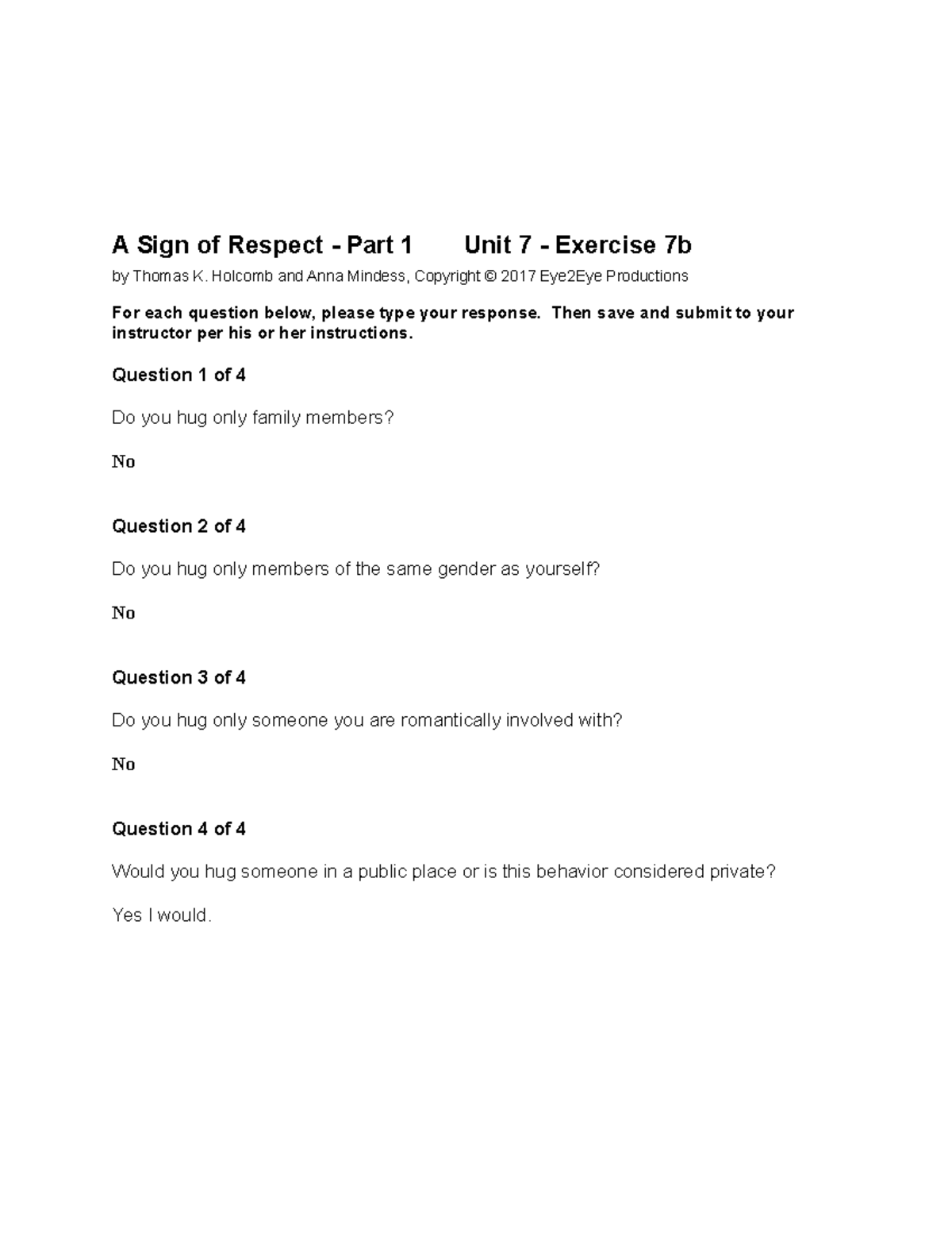 ASOR Unit 7- ASL 111 - A sign of respect assignment for American sign ...