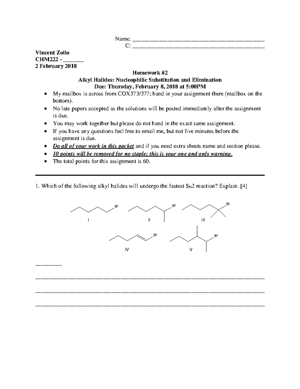 VZ CHM222 homework 2 ch 7 - Name: C: Vincent Zollo 2 February 2018 ...