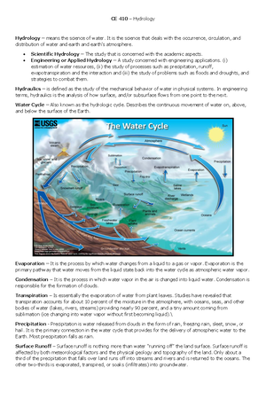 Hydrology-Reviewer - This pdf contain reviewer for chapter 1 of the hydrology. - Hydrology It is ...