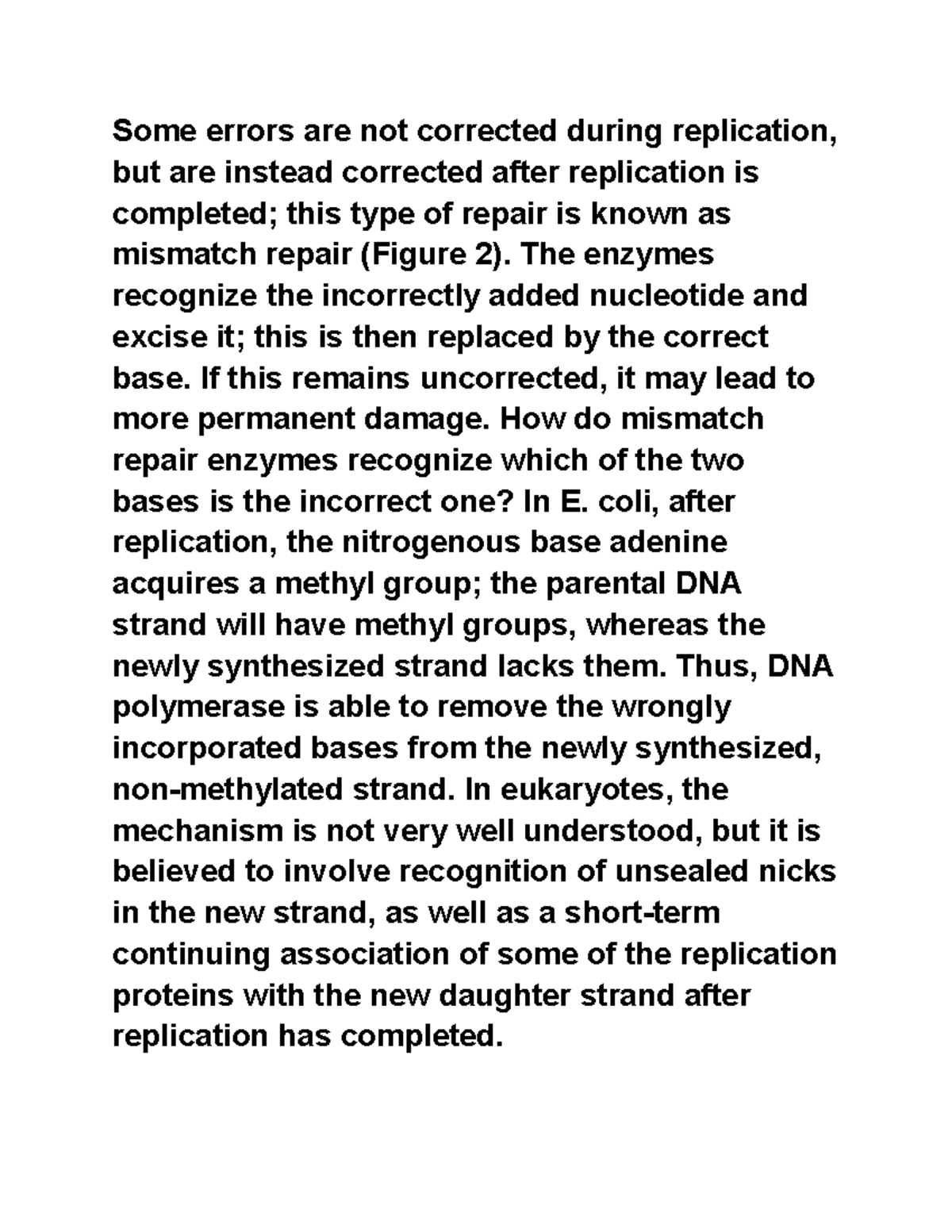BIOL 1345 Module 12 DNA Repair - Some errors are not corrected during ...