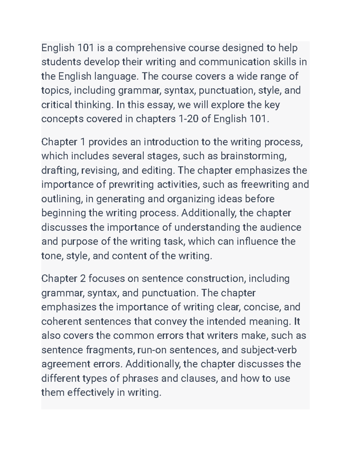 Composition I 1-5 - English 101 is a comprehensive course designed to ...