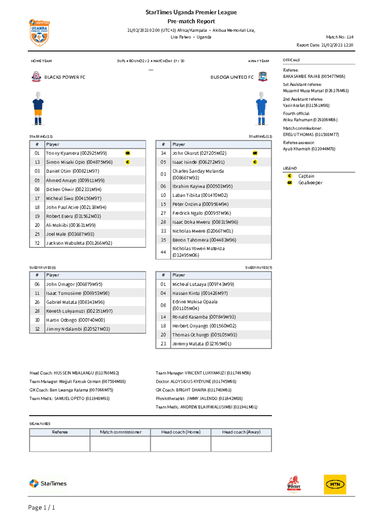 PRE Match Report 114 Blacks Power FC-Busoga United FC - AWAY TEAM ...