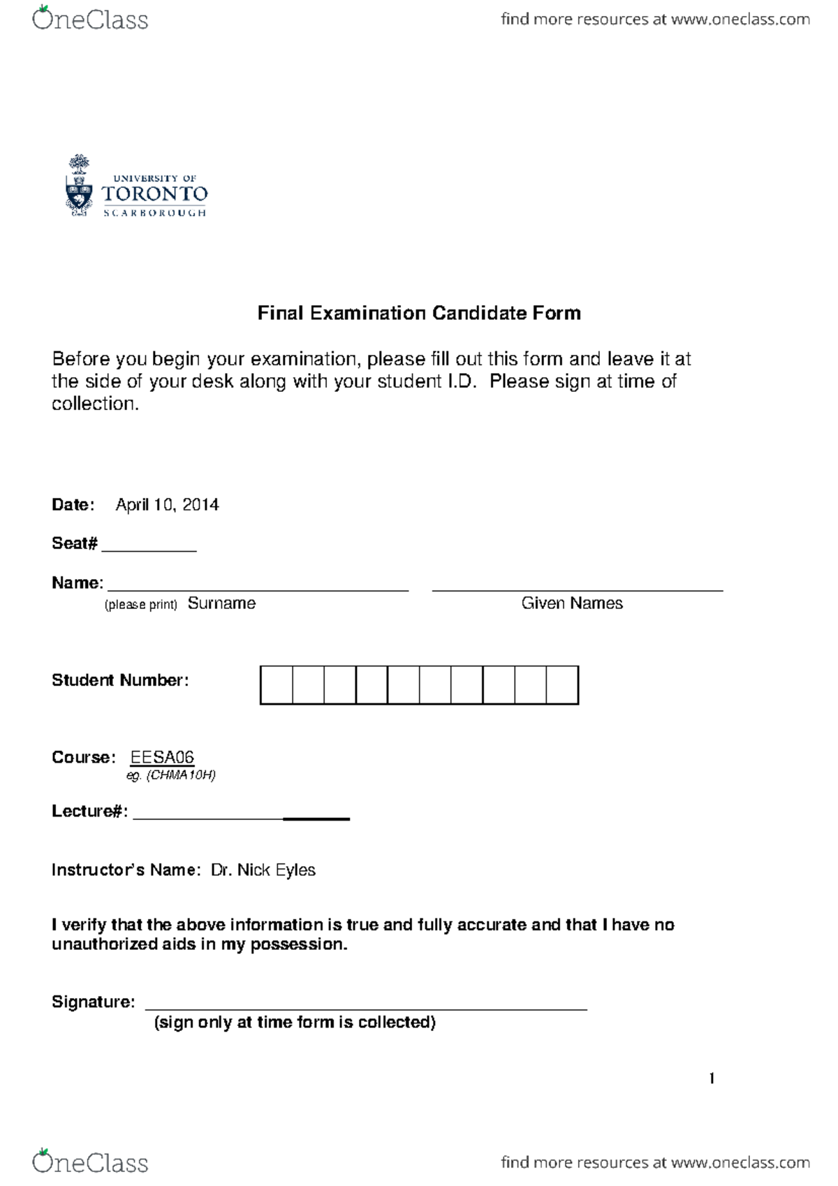 Exam 2014, questions and answers - Final Examination Candidate Form Before you begin your - Studocu