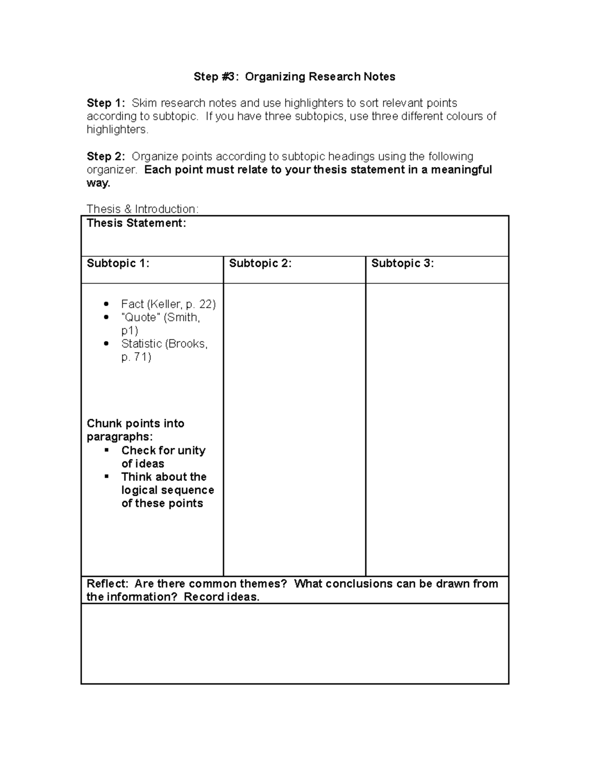 Method for organizing research notes - Step #3: Organizing Research ...
