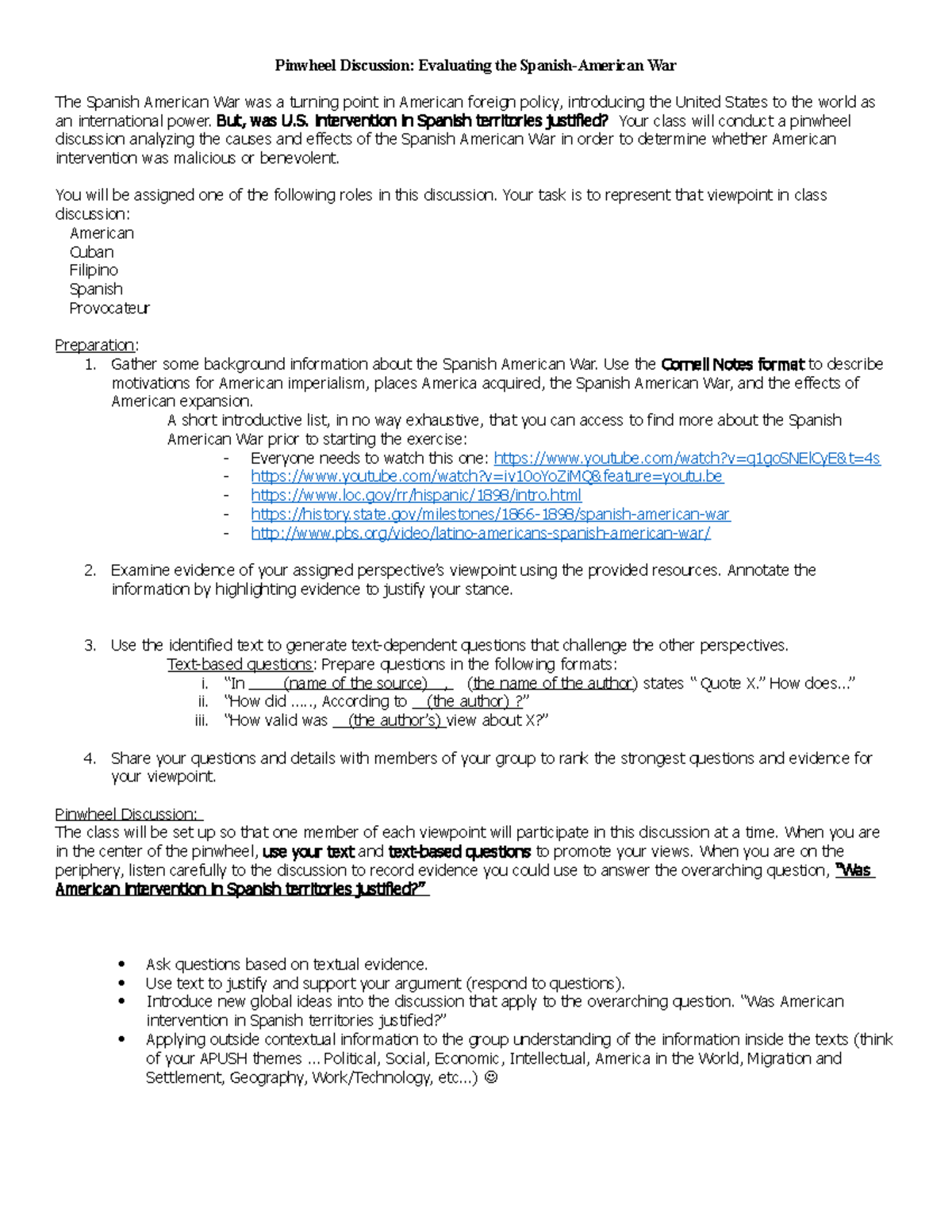 Pinwheel Discussion (Student Handout)-1 - Pinwheel Discussion ...