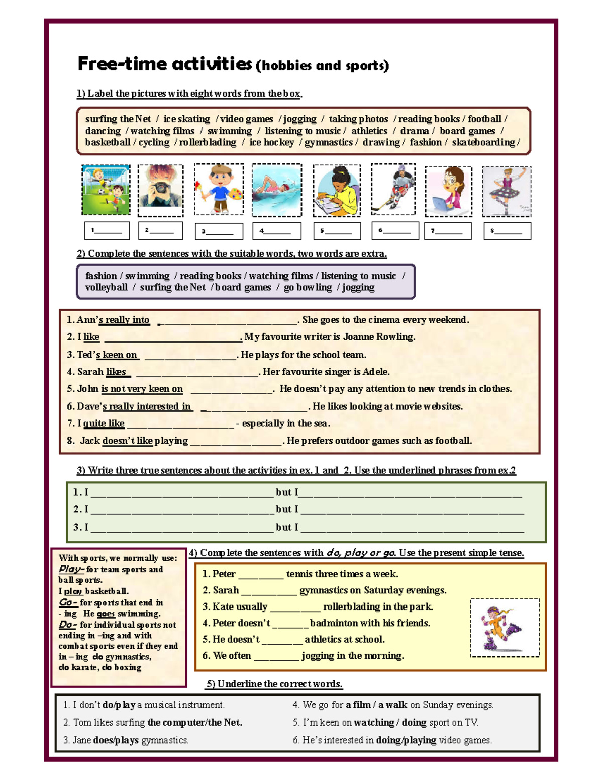 Freetime-activities-hobbies-and-sports-exercises-information-gap ...