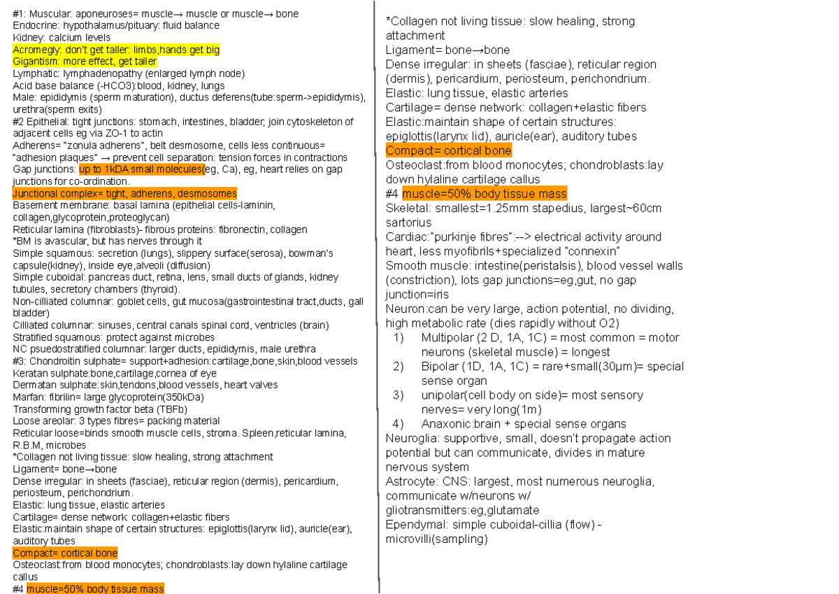 Test 1 Biosci A4 cheat sheet - #1: Muscular: aponeuroses= muscle→ ...