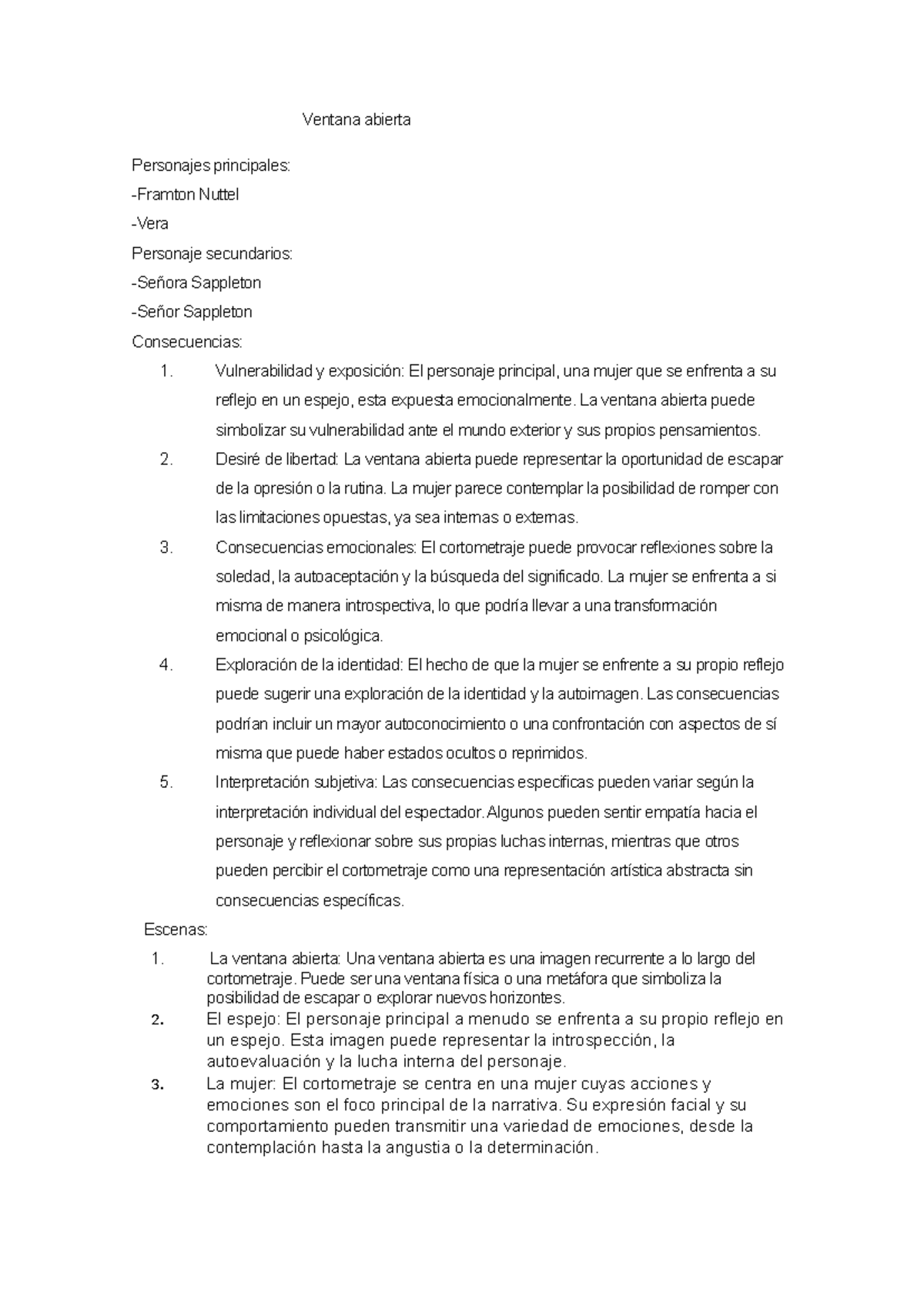 Ventana abierta - rtyrt - Ventana abierta Personajes principales ...