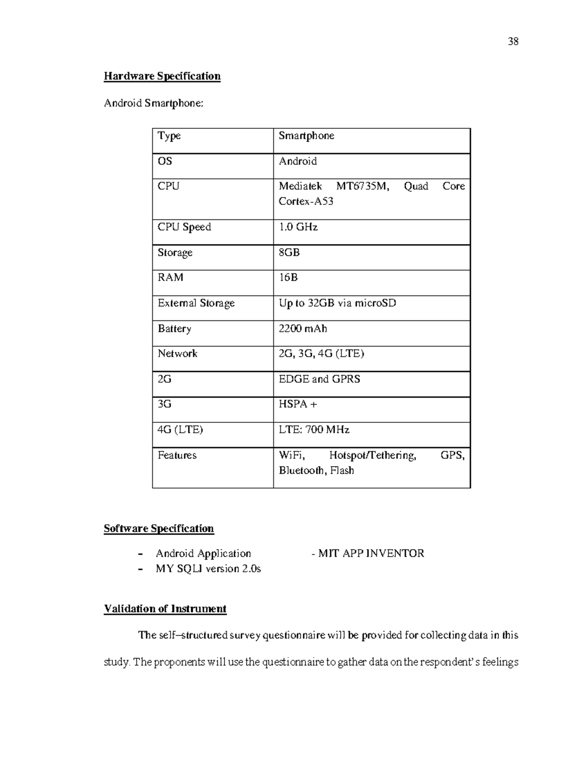 Chapter III part 3 - sample - 38 Hardware Specification Android ...