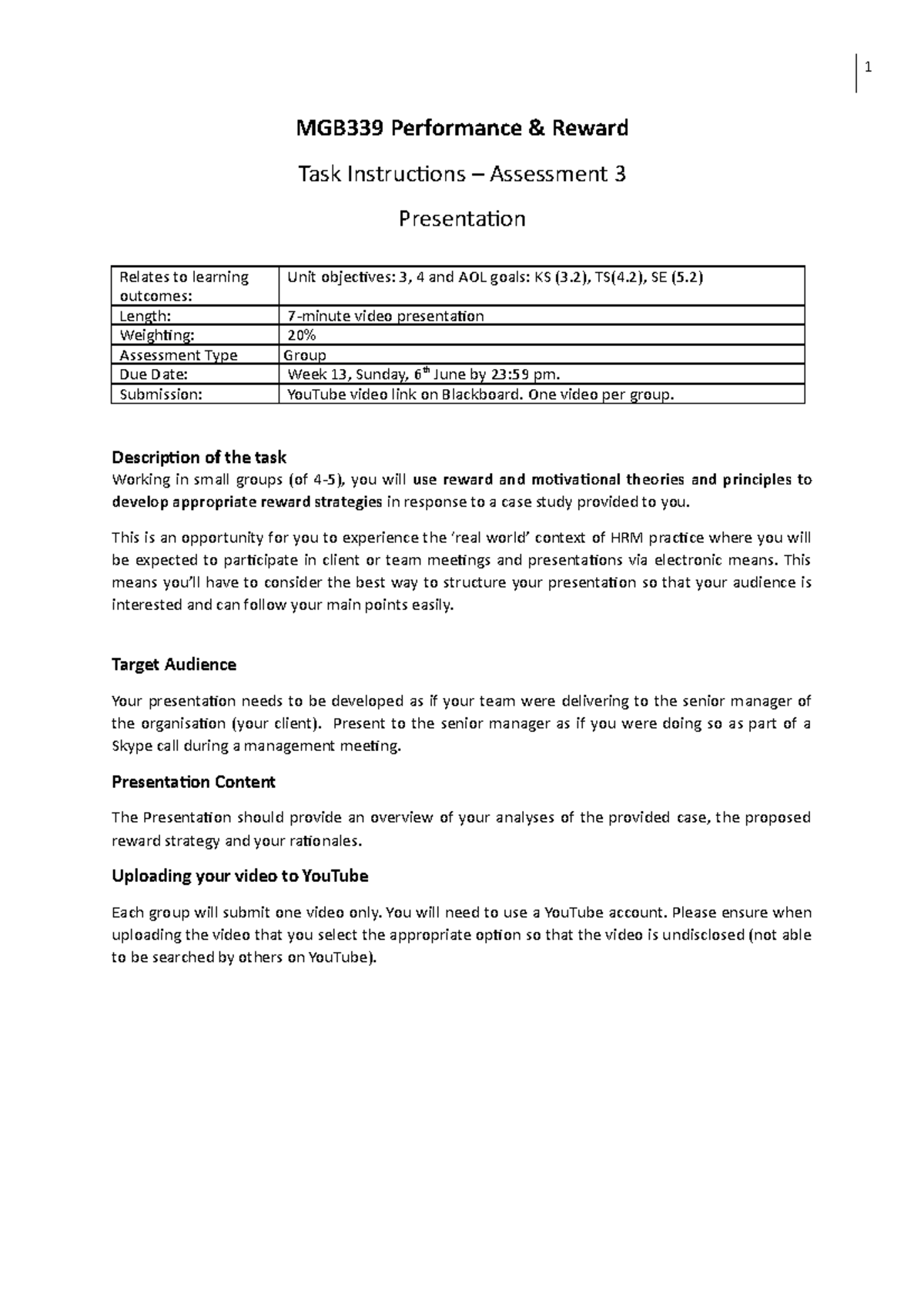 MGB339 Assessment 3 Task instruction sem 1 2021 - MGB339 Performance ...