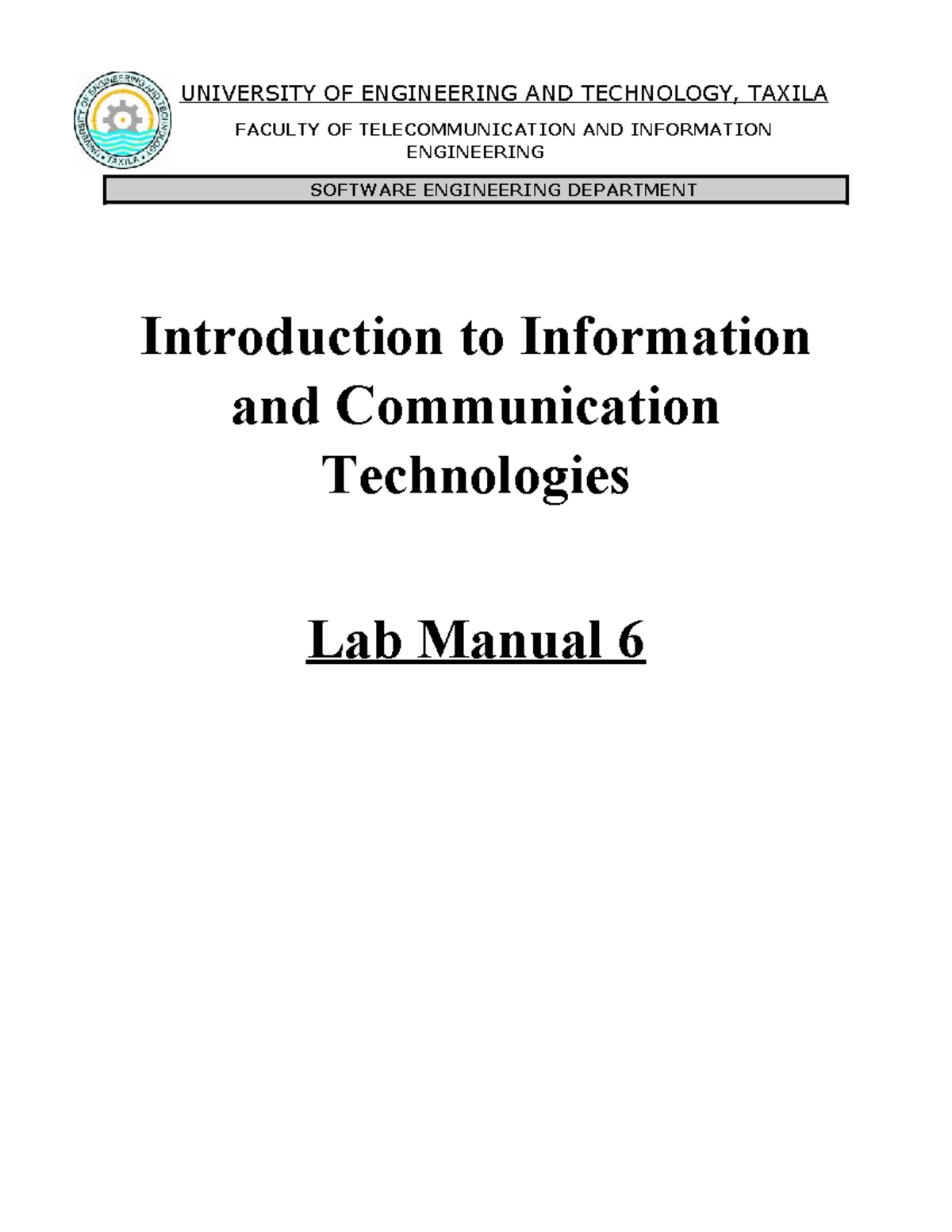 ICT-Lab6 - ..... - UNIVERSITY OF ENGINEERING AND TECHNOLOGY, TAXILA ...