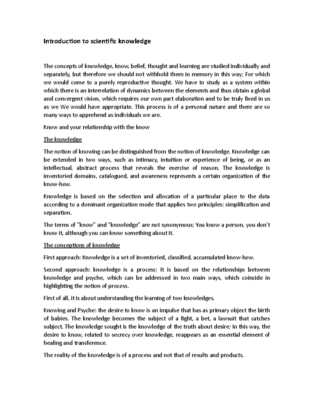 Introduction to scientific knowledge - We have to study as a system ...