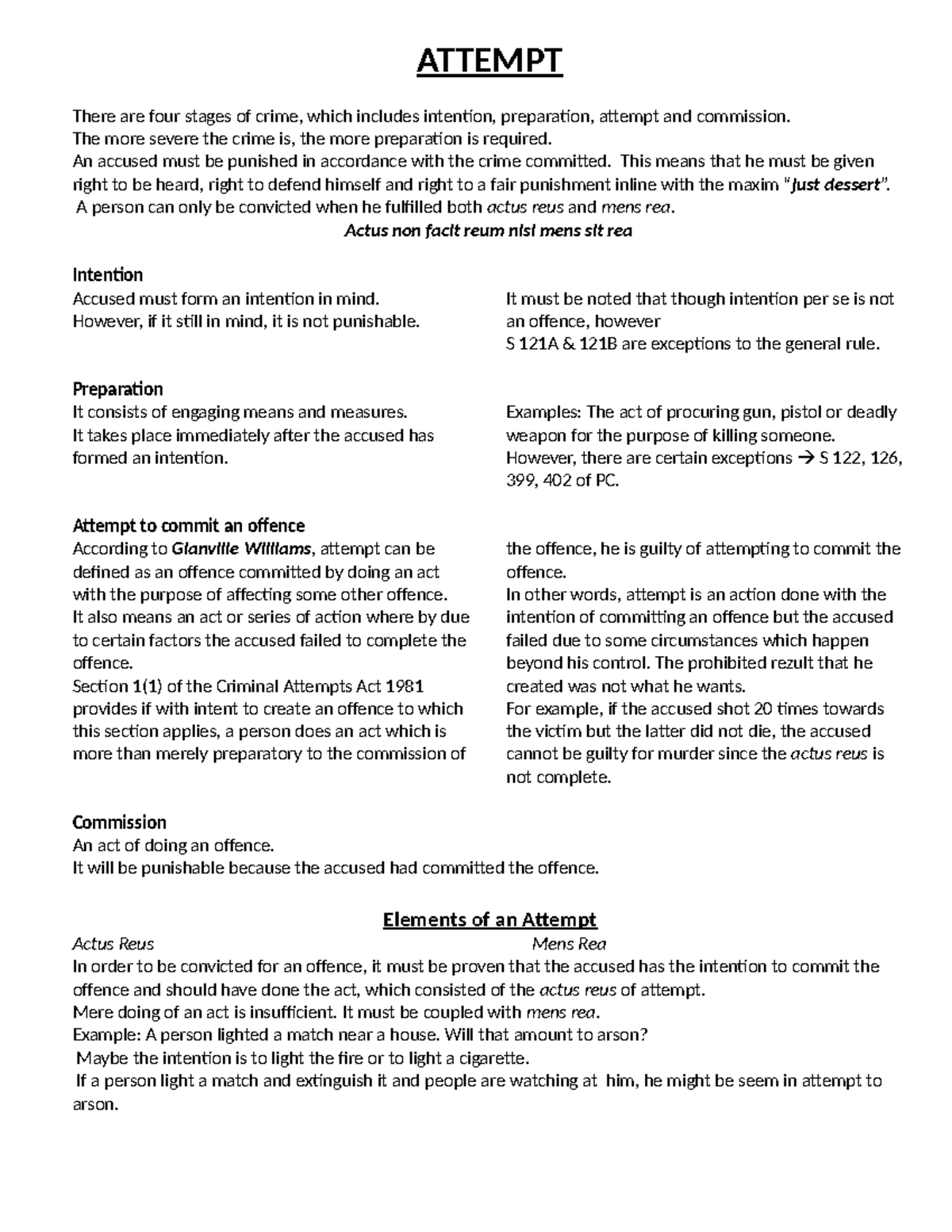 topic 1 : Attempt - ATTEMPT There are four stages of crime, which ...
