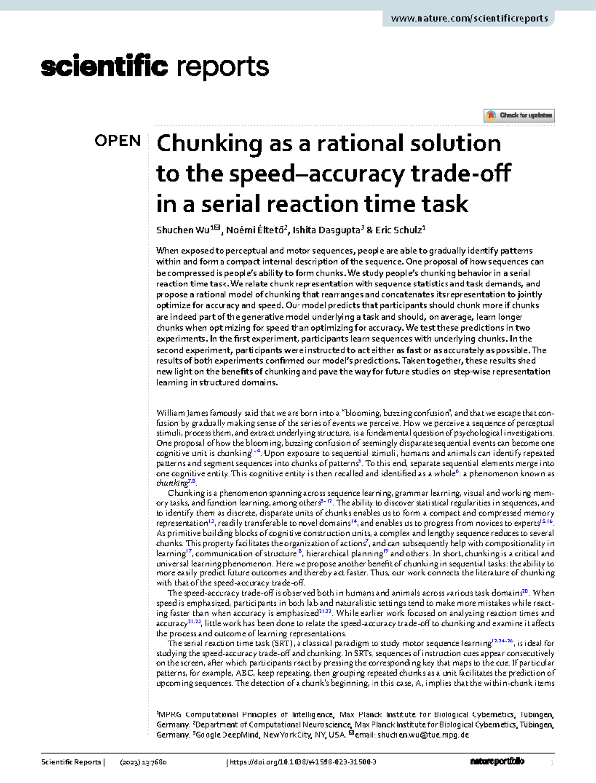 Chunking as a rational so - 1 Vol.:(0123456789) Ƥ | (2023) 13:7680 ...