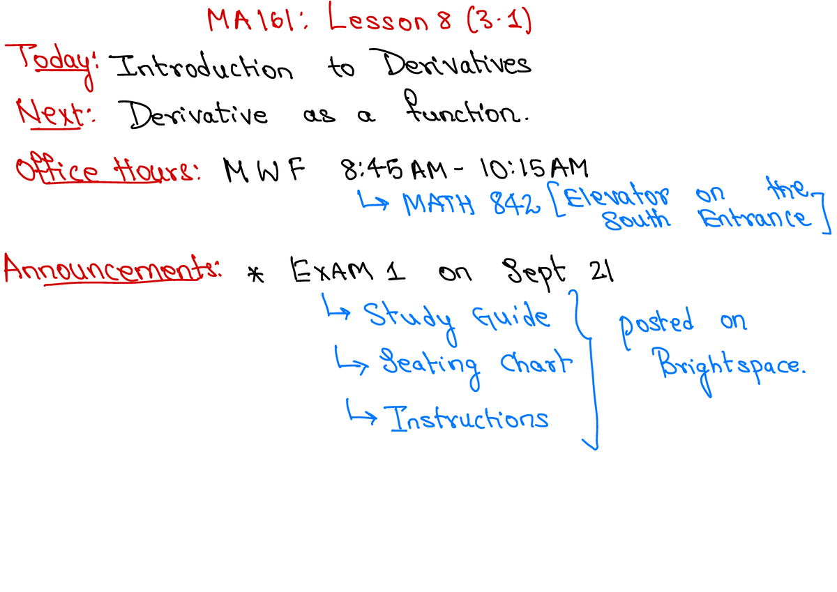 Lesson 8 (09-11-23) - MA : Lesson 8 ( : 1) Today : Introduction to ...