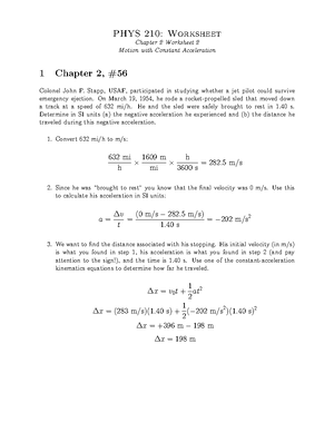 C2 Worksheet 1 - PHYS 210: Worksheet Chapter 2 Worksheet 1 Speed/Distance and Velocity ...