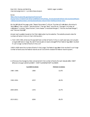 Econ 333 internet assignment 2 - Econ 333 - Money and Banking NAME ...