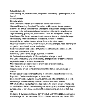 SOAP note 3- obstetrician-gynecologist, - 22 yrs (acute appen)- SOAP ...