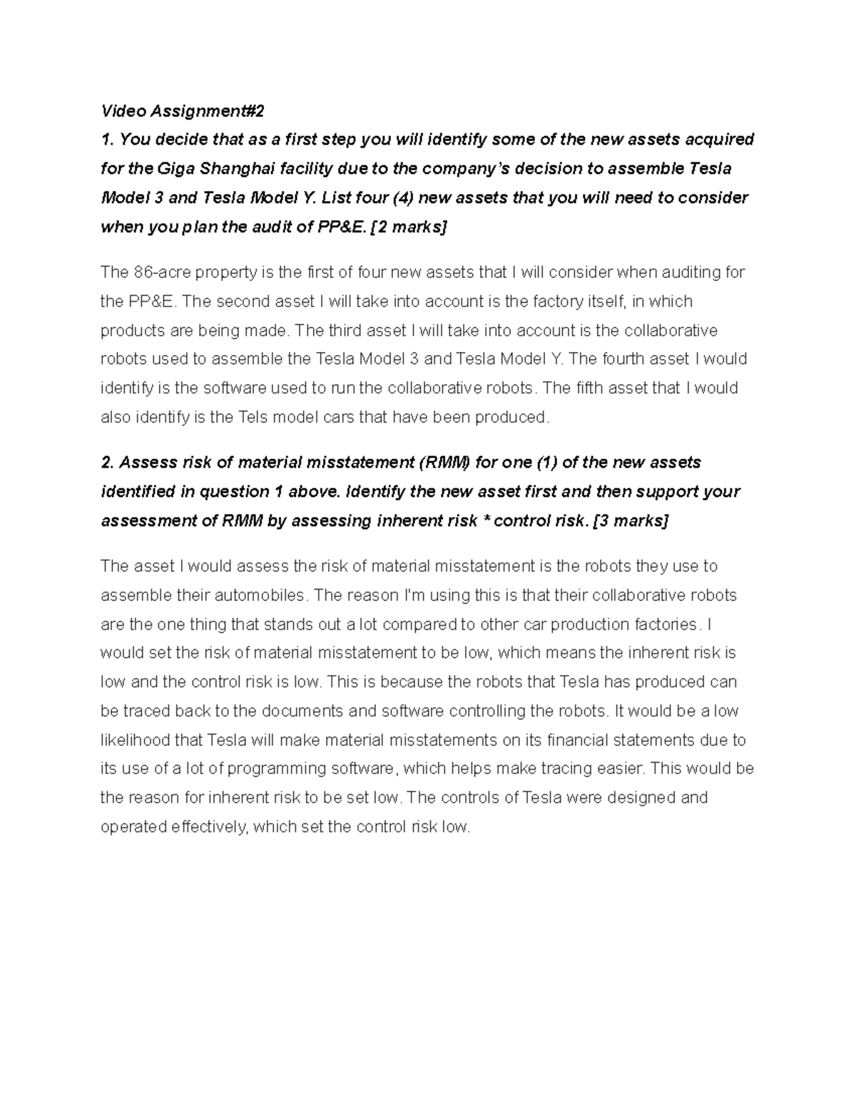 Video Assighnment #2 - Video Assignment# You decide that as a first ...