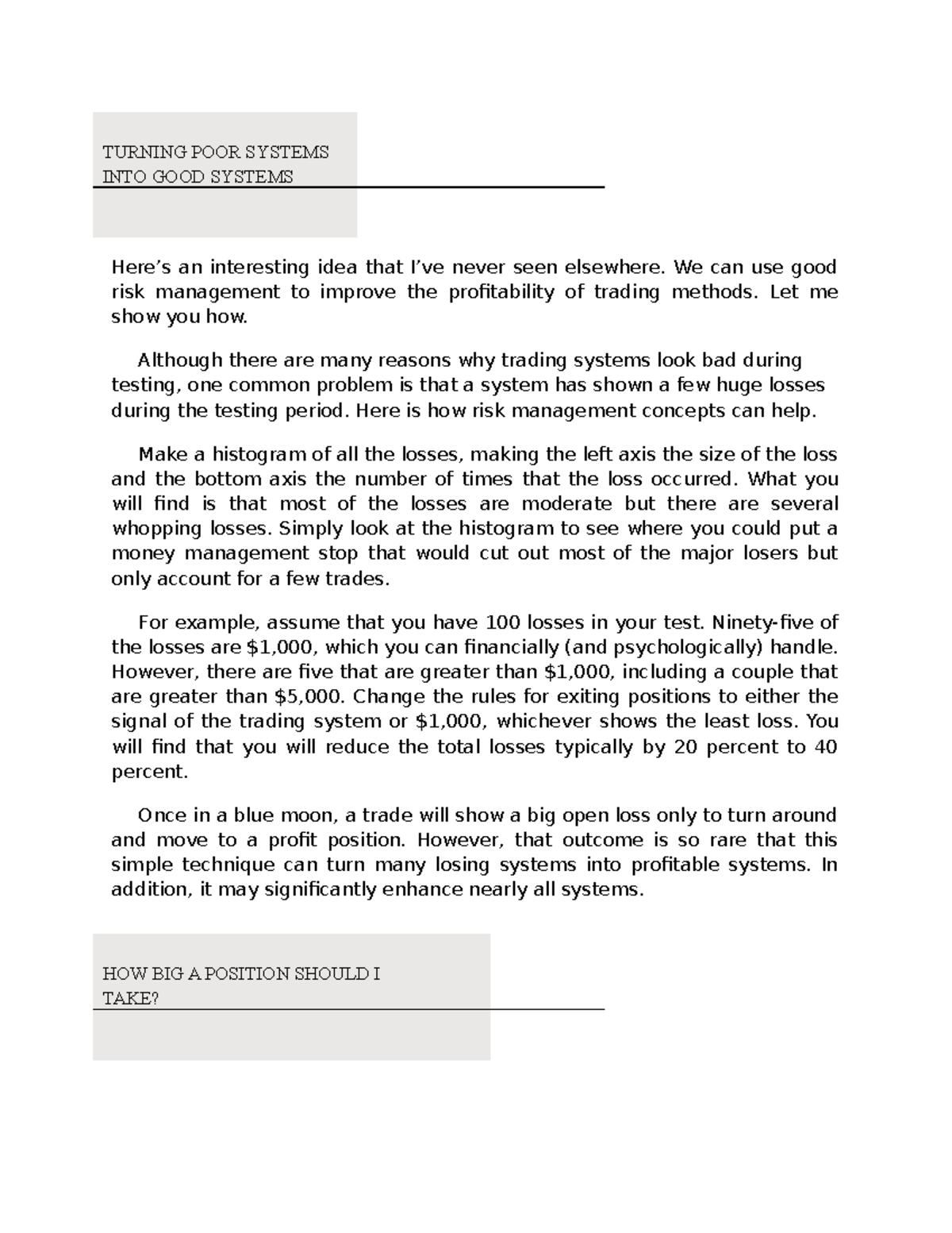 Turning POOR Systems INTO GOOD Systems - TURNING POOR SYSTEMS INTO GOOD ...