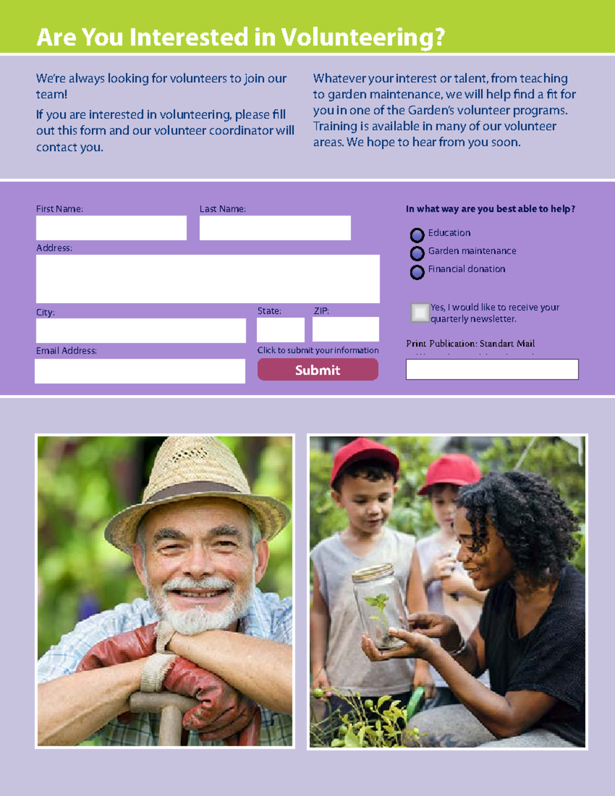 PDF form - Are You Interested in Volunteering? We’re always looking for ...
