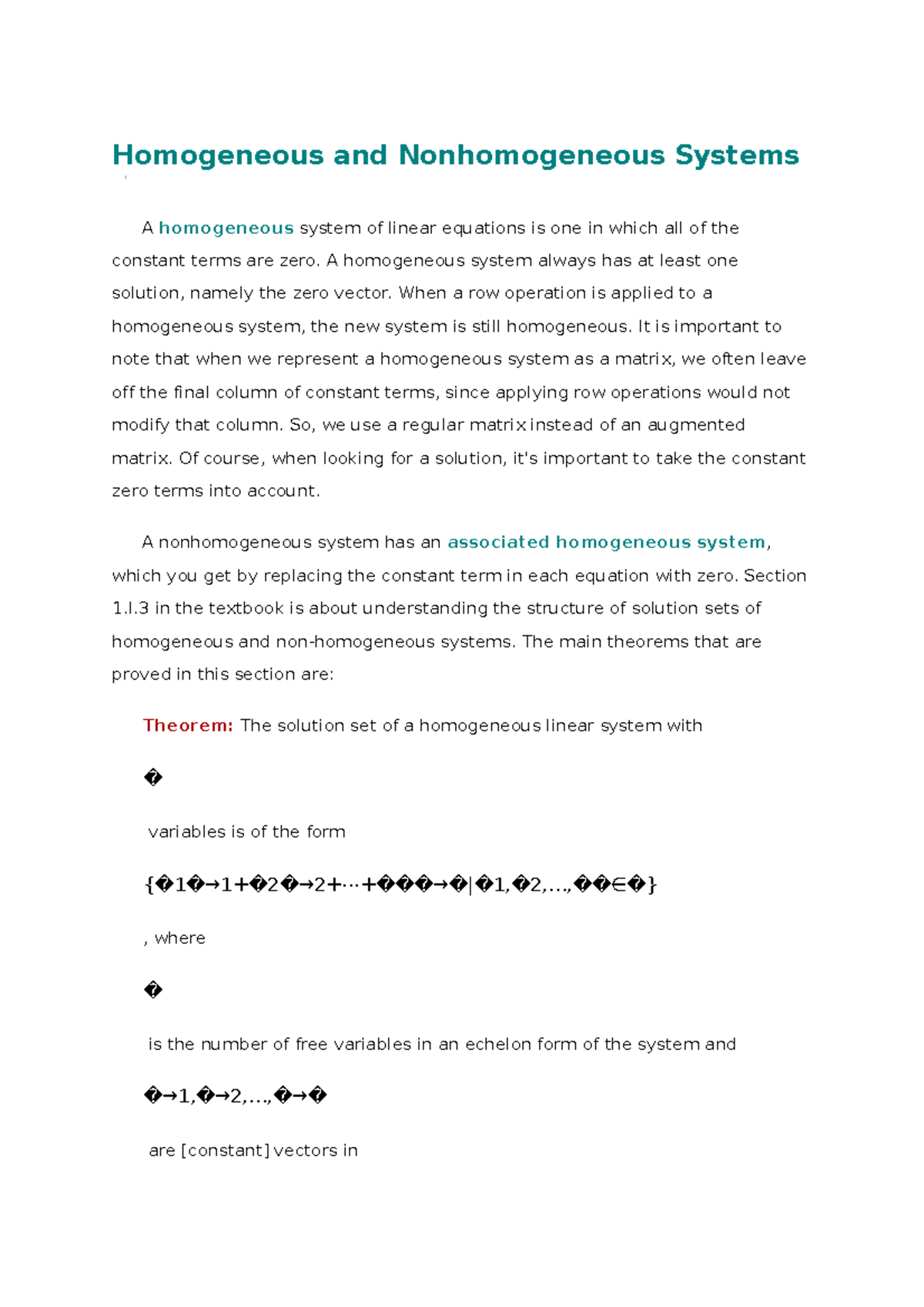 Homogeneous and Nonhomogeneous Systems - A homogeneous system always ...