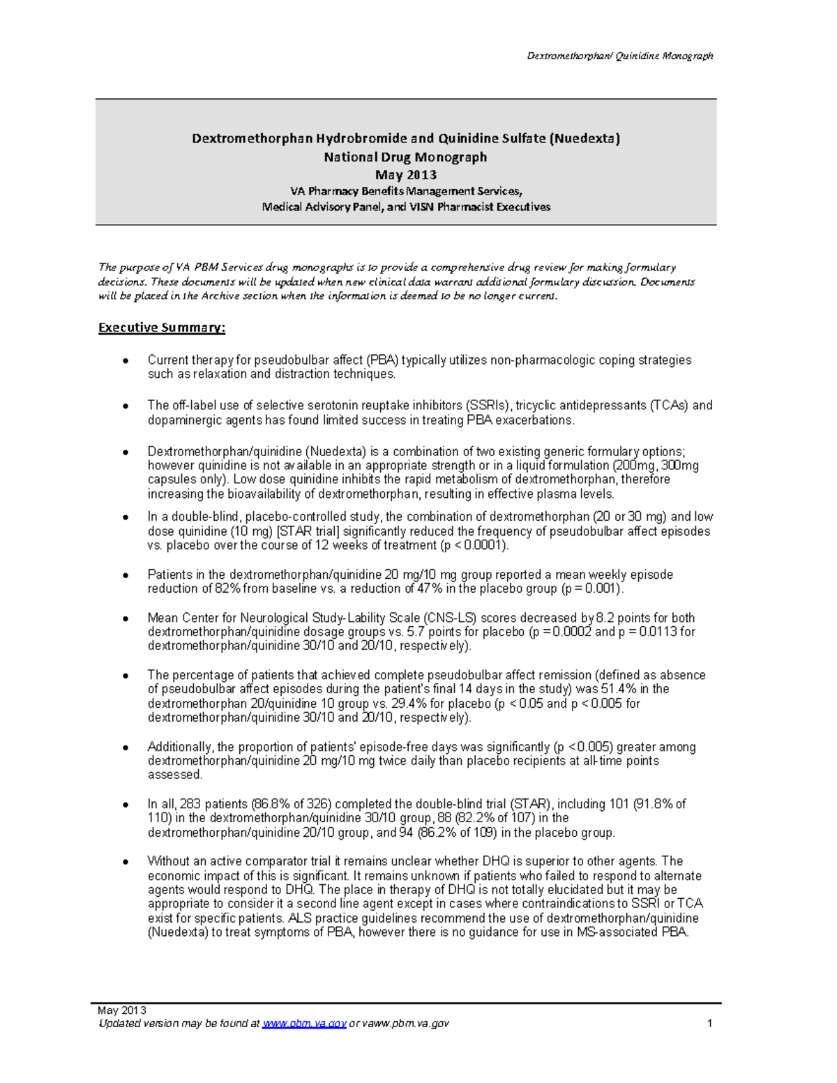 Dextromethorphan Hydrobromide and Qunidine Sulfate Nuedexta Drug ...