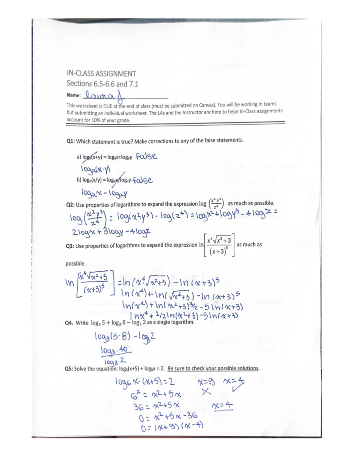 IN- Class Assignment 6 - MAC 1147 - Studocu