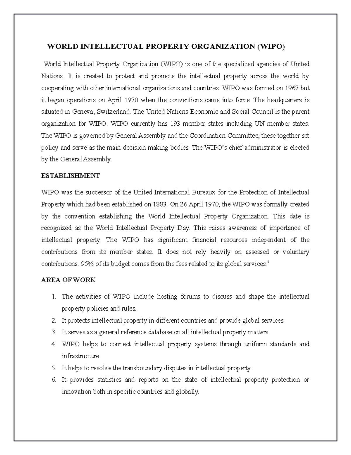 WIPO - Achievements, history and activities of WIPO - WORLD ...