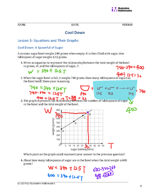 Algebra 1 1 4 Lesson cool down - NAME DATE PERIOD © 2019 by ...