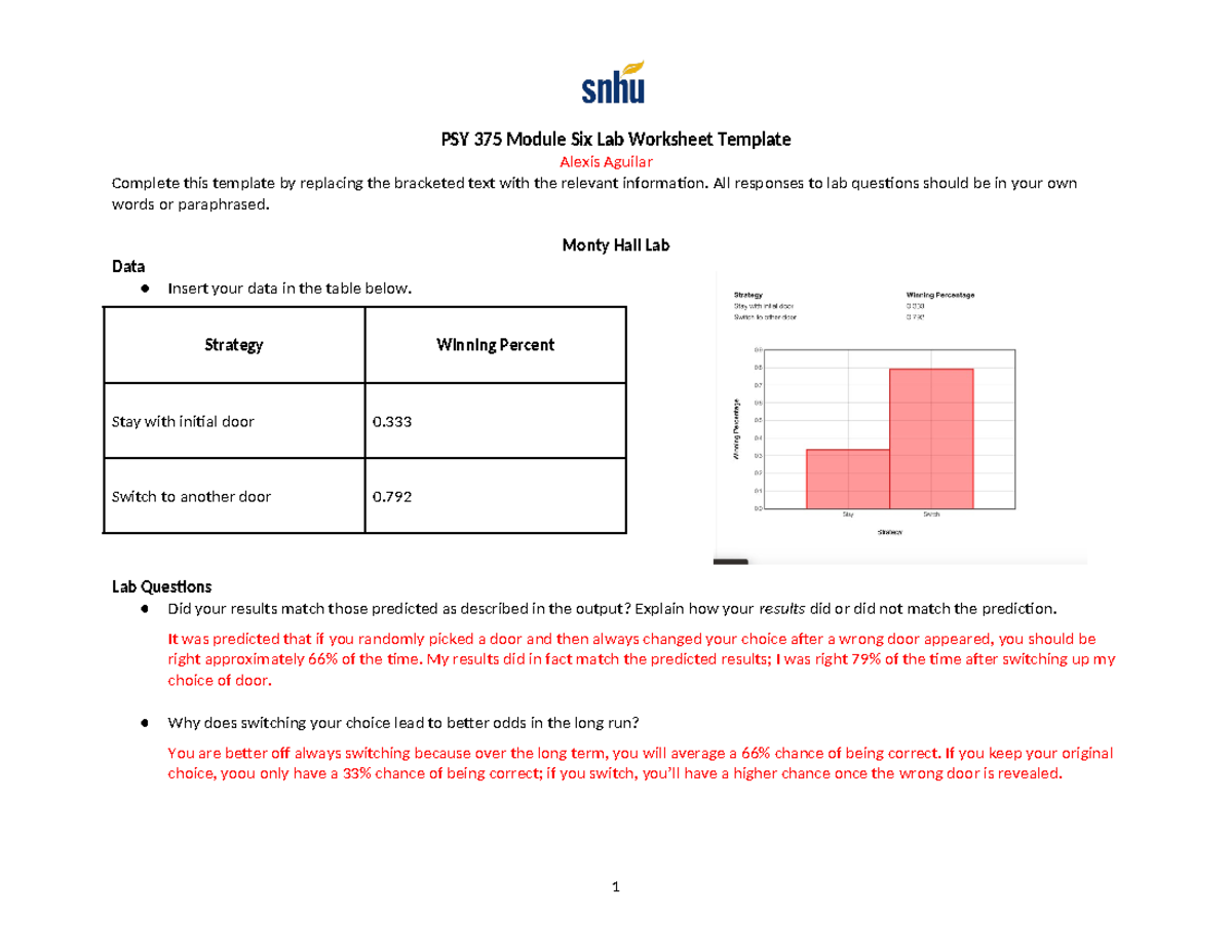 PSY 375 Module Six Lab Worksheet Template - PSY 375 Module Six Lab ...