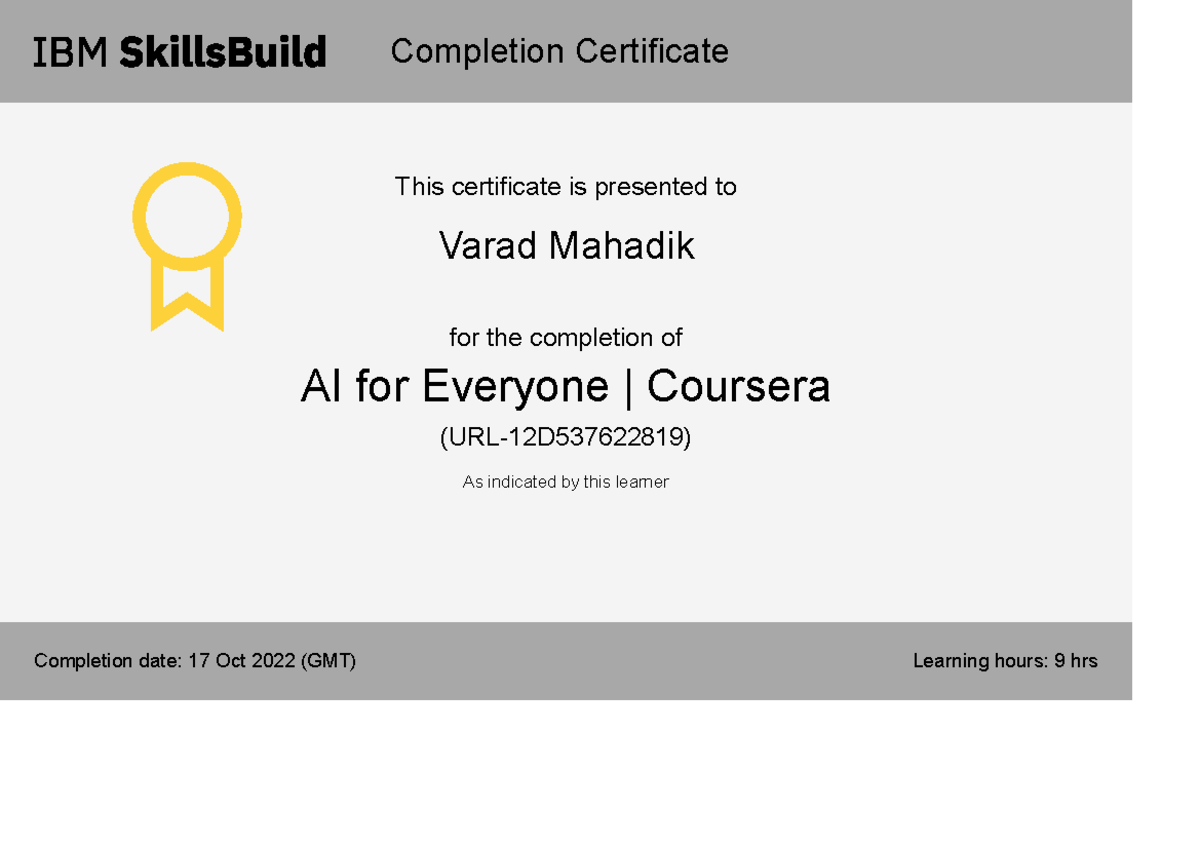 AI for everyond - this is a certificate achieved by me - Computer ...