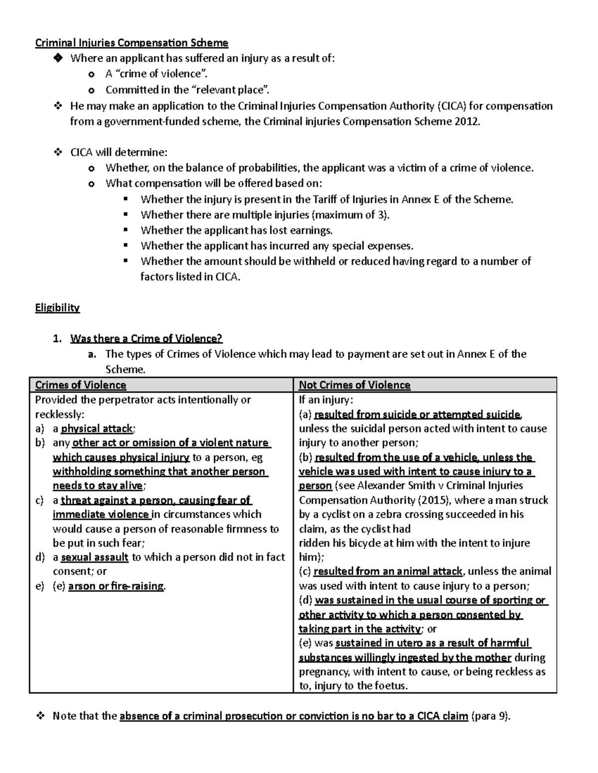 4. Criminal Injuries Compensation Scheme - o Committed in the “relevant ...