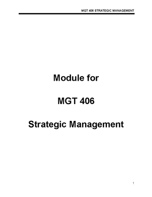 Strat 1F - Module 3 STRATEGY FORMULATION Week 6- Introduction As mentioned in Module 1, strategy ...