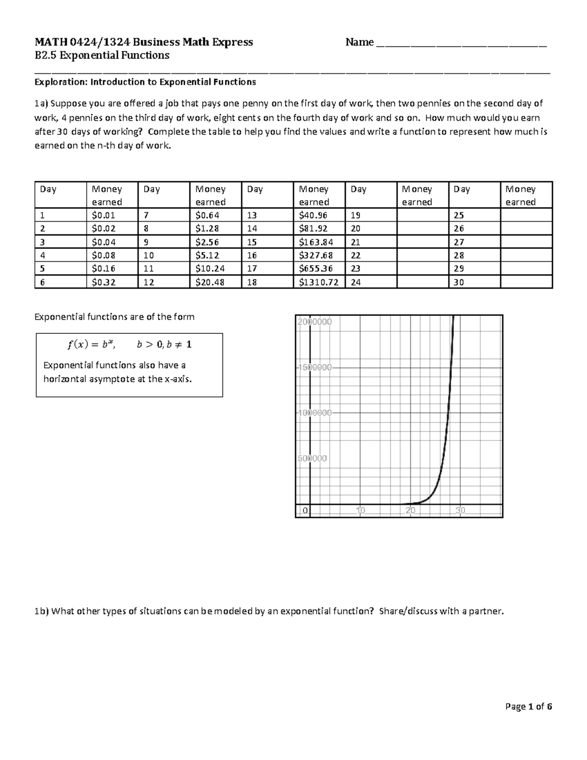 Notes B 2.5 Exponential Functions (1).pdf - MATH 0424/1324 Business ...