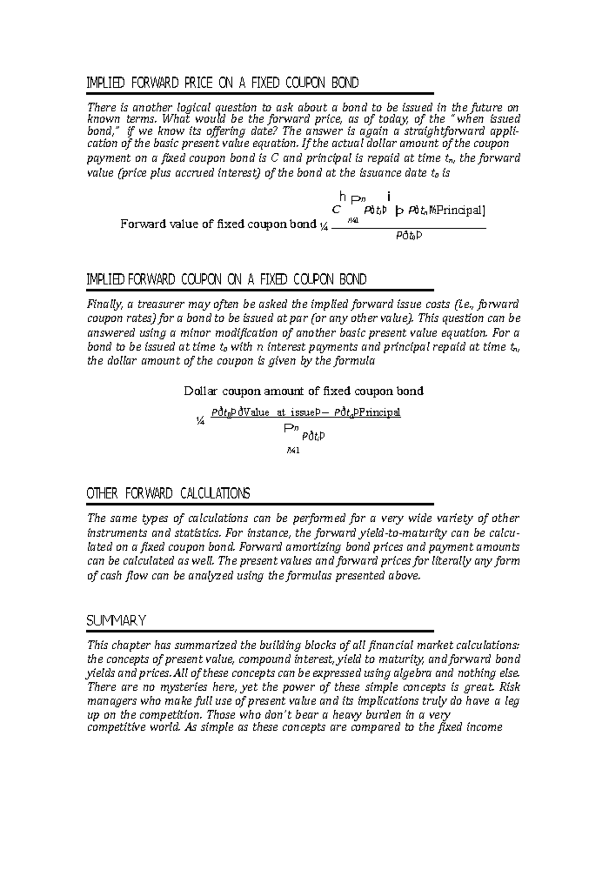 10 Financial Risk Management - IMPLIED FORWARD PRICE ON A FIXED COUPON ...