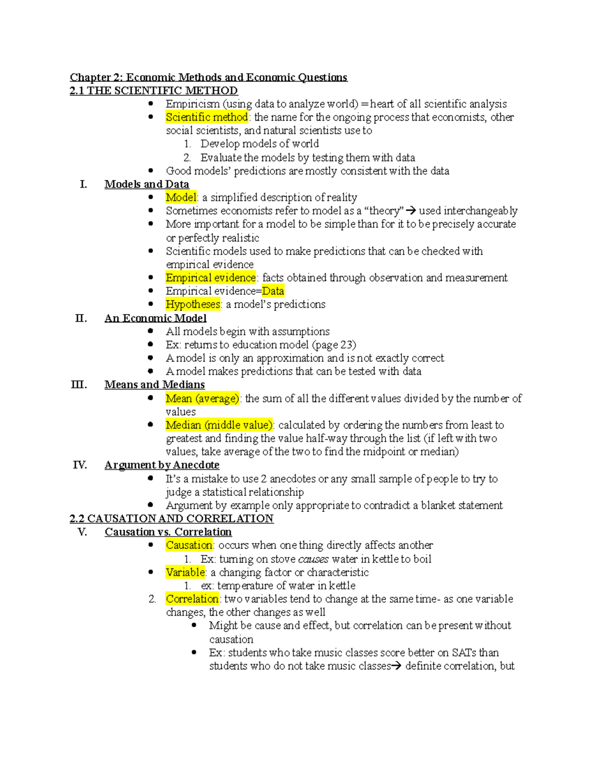 Economics Outline Chapter 2 - Chapter 2: Economic Methods and Economic ...