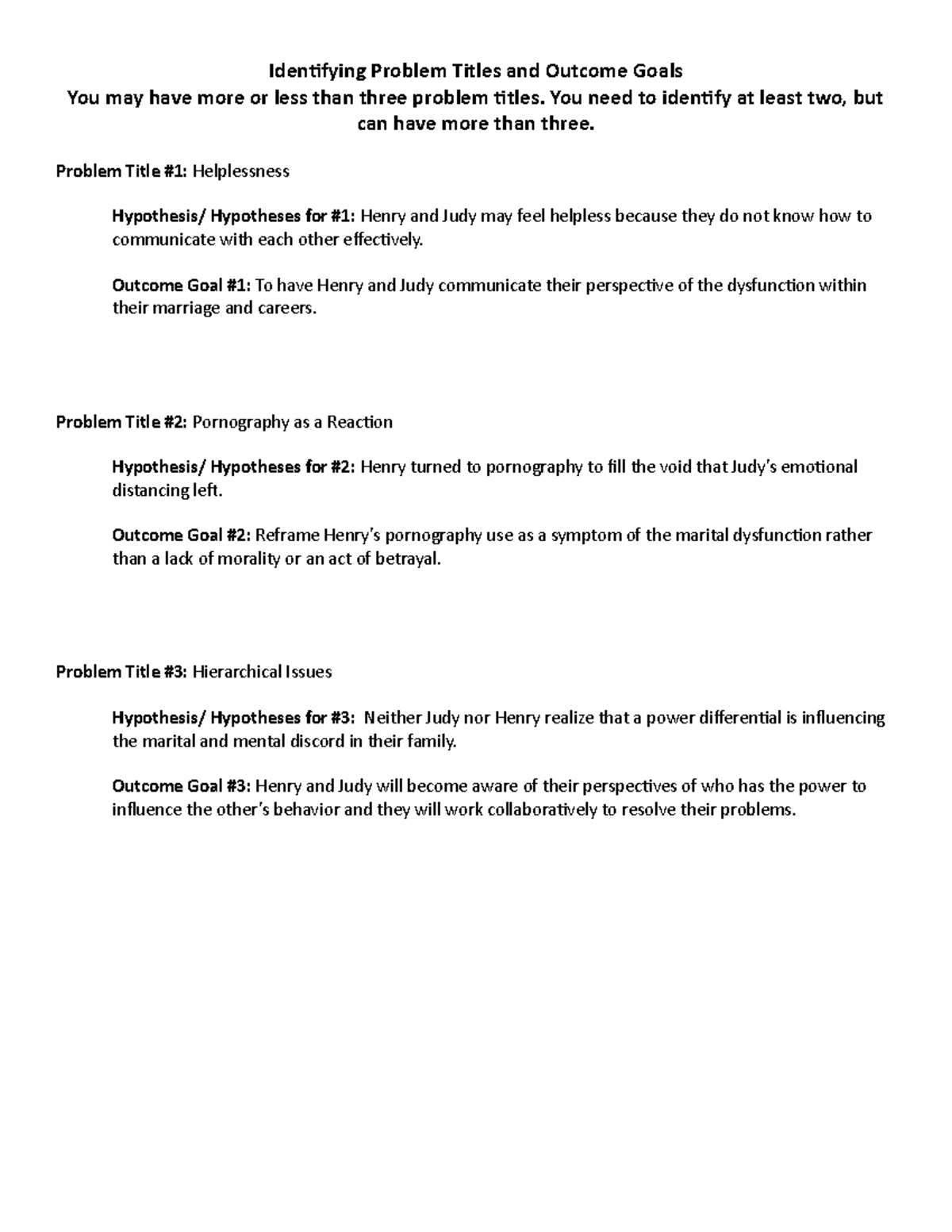 Judy Problem Titles - Finding maladaptive cognitions - Identifying ...