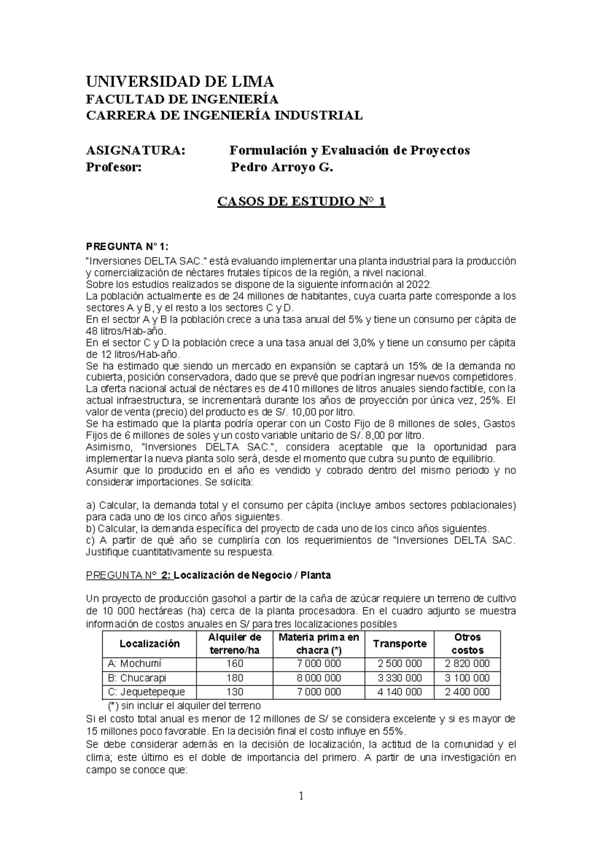 Glosario Formulación y evaluación de proyectos - UNIVERSIDAD DE LIMA FACULTAD DE INGENIERÍA ...