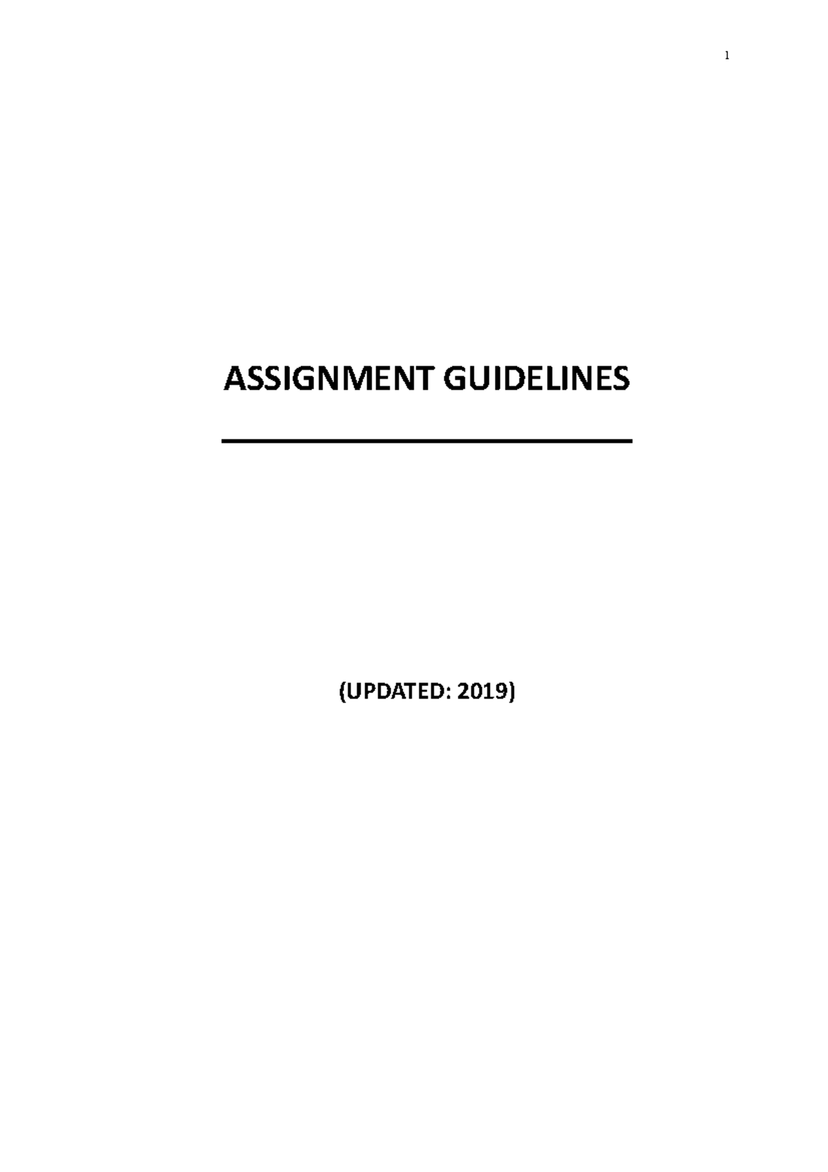 Assignment Guidelines 2019 - ASSIGNMENT GUIDELINES ...