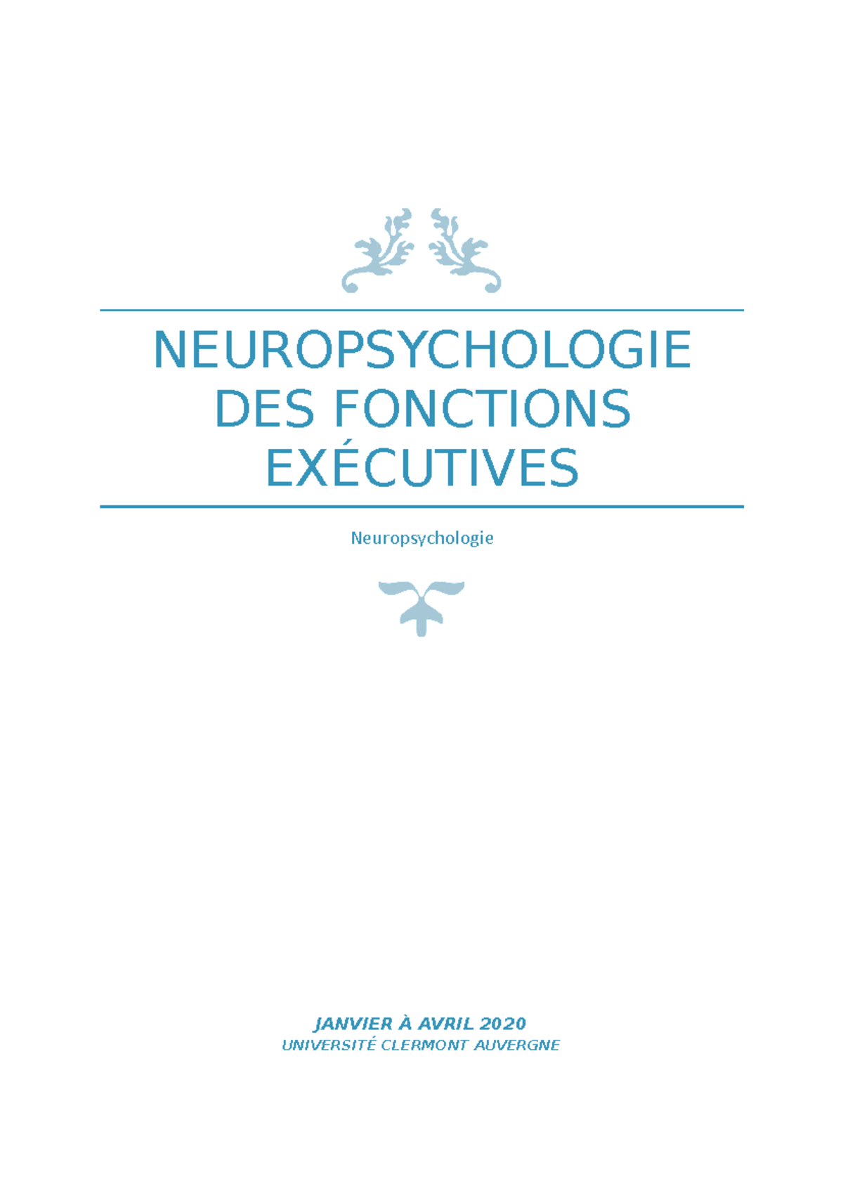 Neuro PSY Fonction EXE - NEUROPSYCHOLOGIE DES FONCTIONS EXÉCUTIVES ...