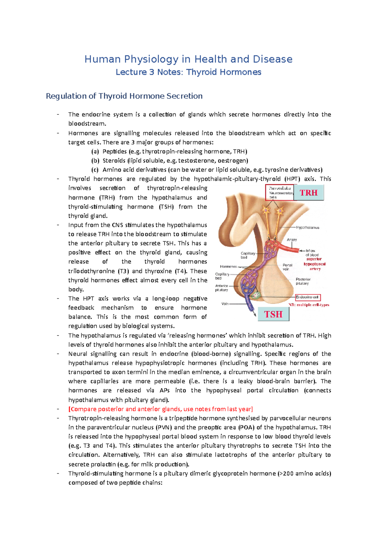 Lecture 3 Notes (Thyroid Hormones) - Human Physiology in Health and ...
