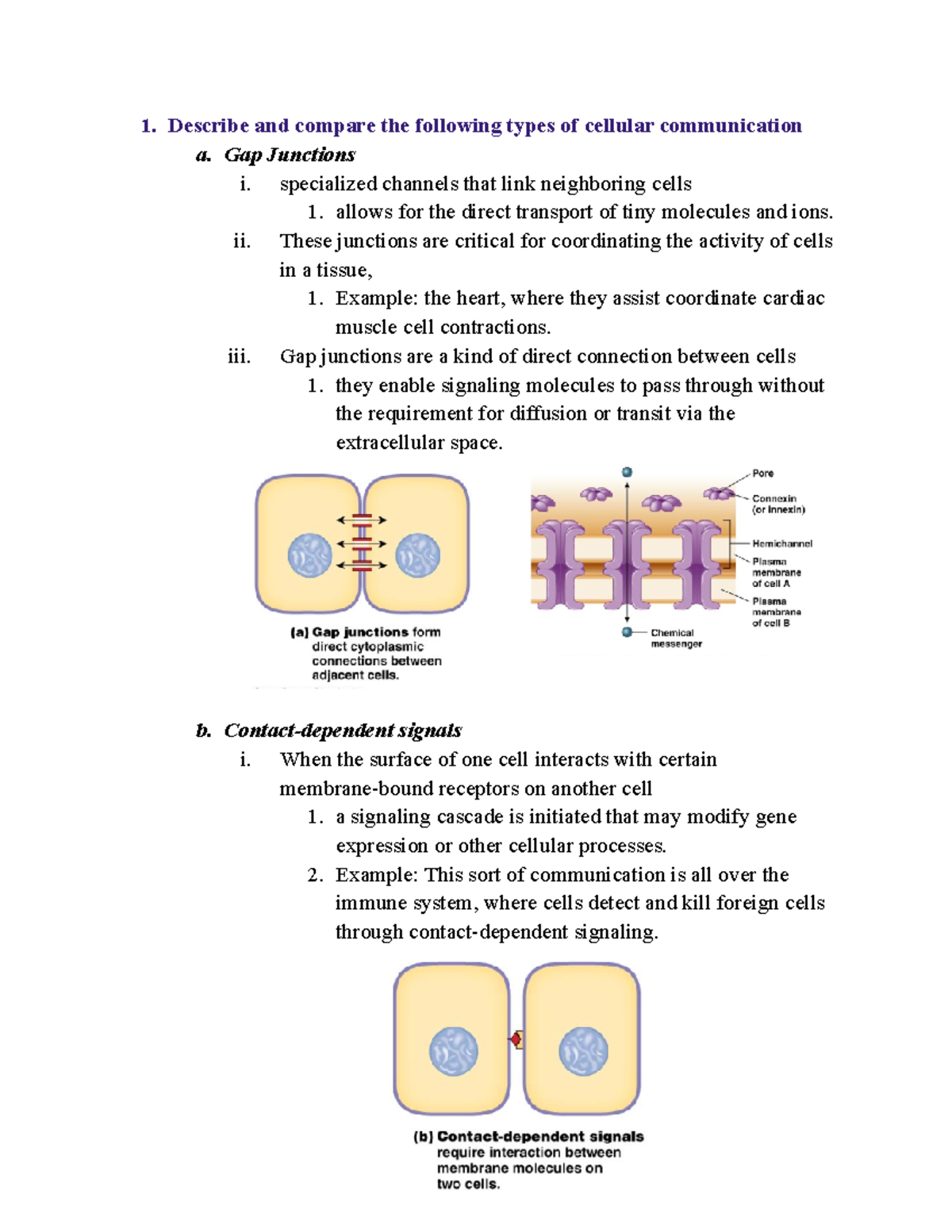 Module 4 - Cell Signaling - Describe and compare the following types of ...