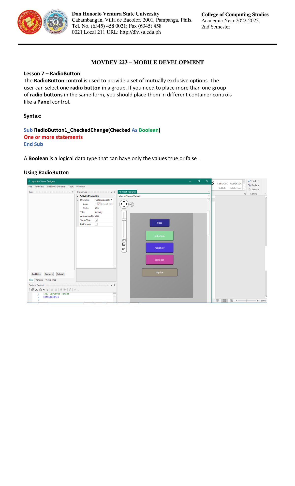 Lesson-7-module - College of Computing Studies Academic Year 2022- 2023 ...