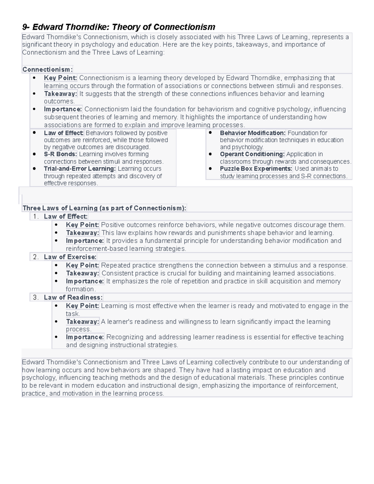 Proponents - 9- Edward Thorndike: Theory of Connectionism Edward ...