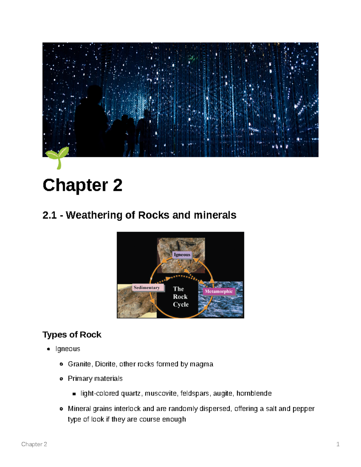 Chapter 2 - Lecture notes - & Chapter 2 2 - Weathering of Rocks and ...