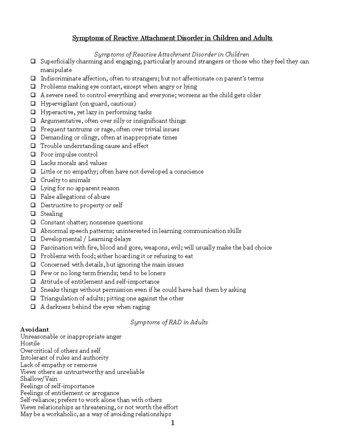 Attachment Disorders Information - Symptoms of Reactive Attachment ...