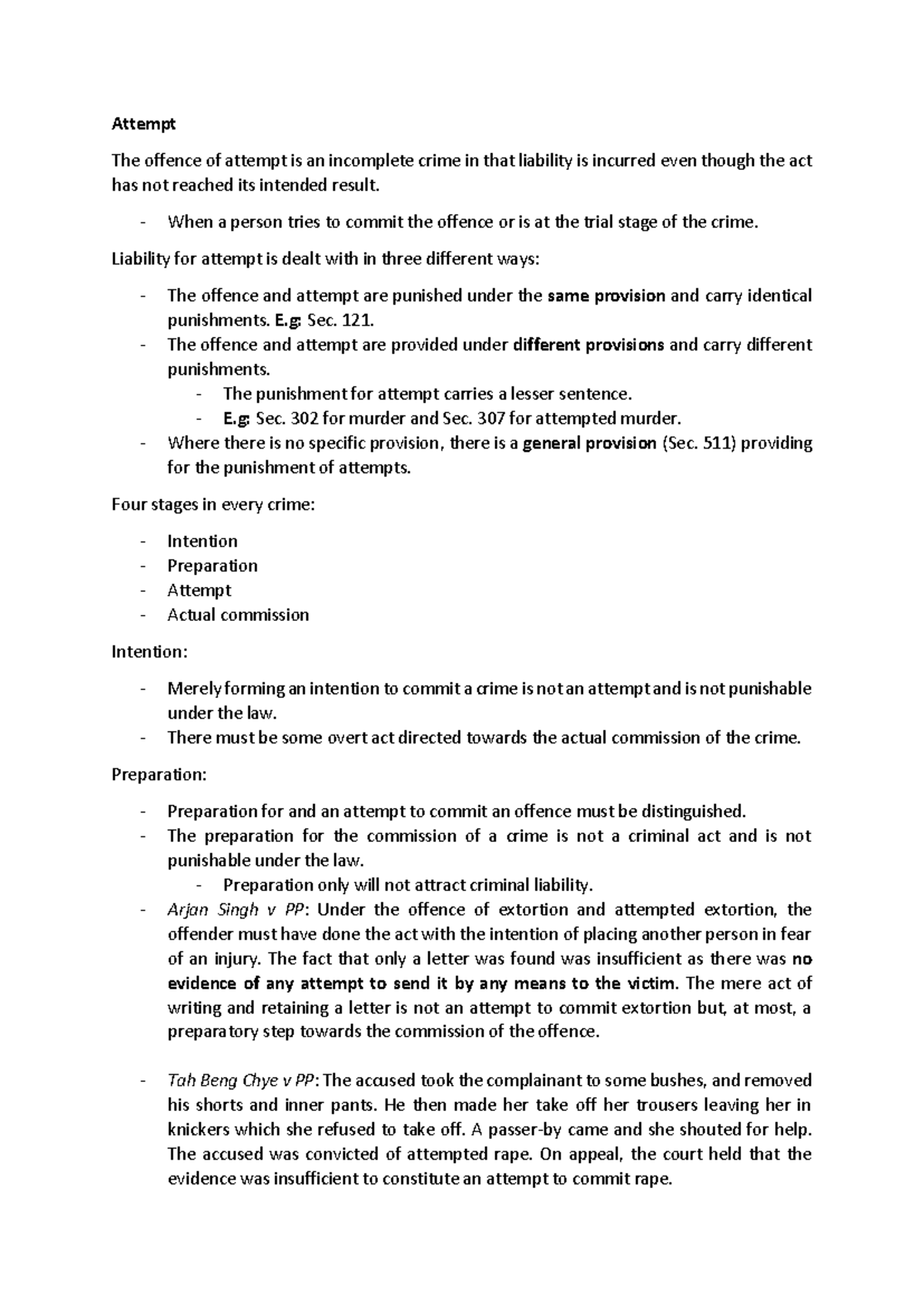 Attempt - lecture slide - Attempt The offence of attempt is an ...