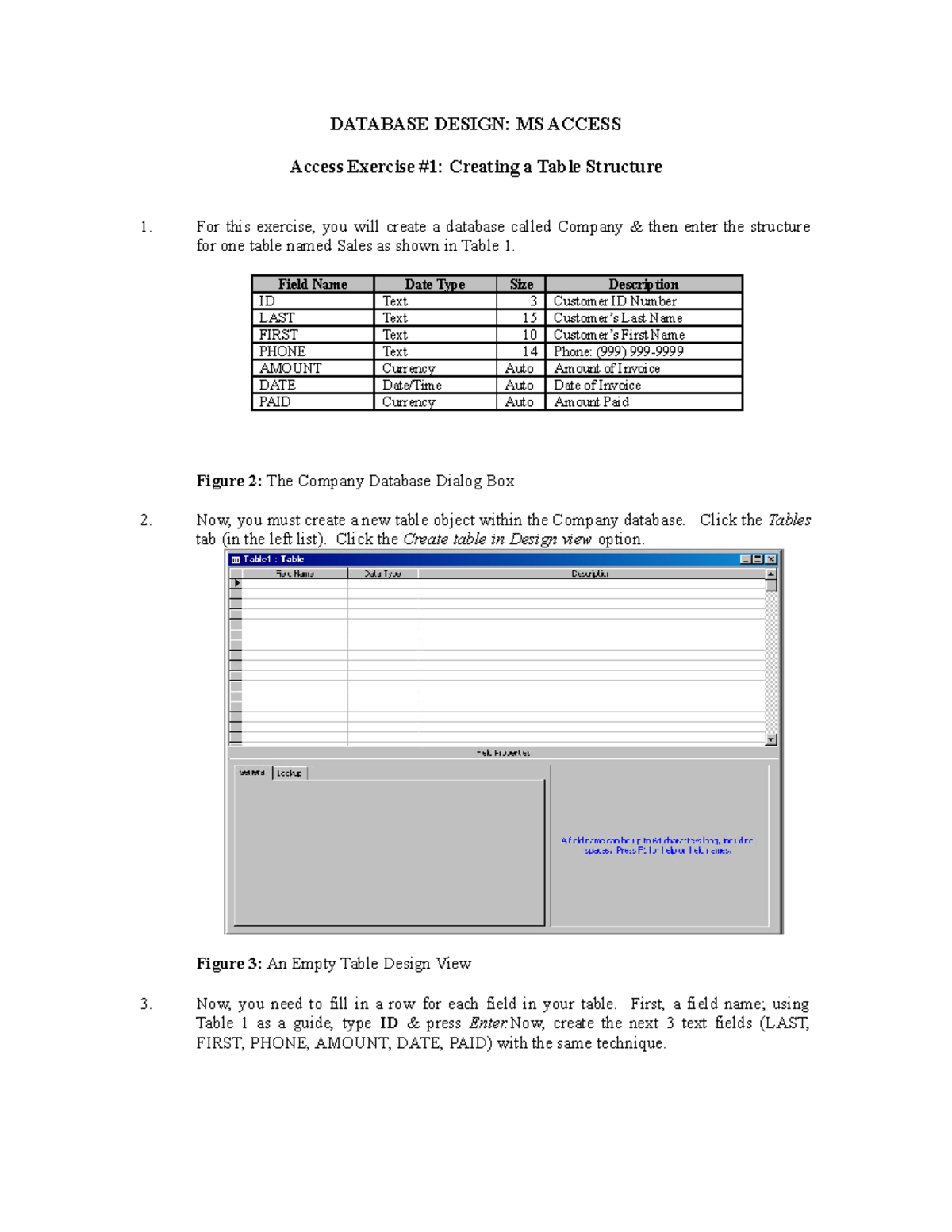18. Lab - Sesson 2 - Database Design - MS Access - DATABASE DESIGN: MS ...